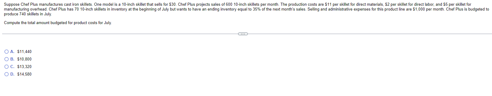 Solved Suppose Chef Plus manufactures cast iron skillets. | Chegg.com