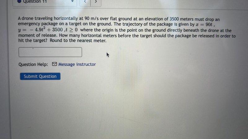 Solved A drone traveling horizontally at 90 m/s over flat | Chegg.com