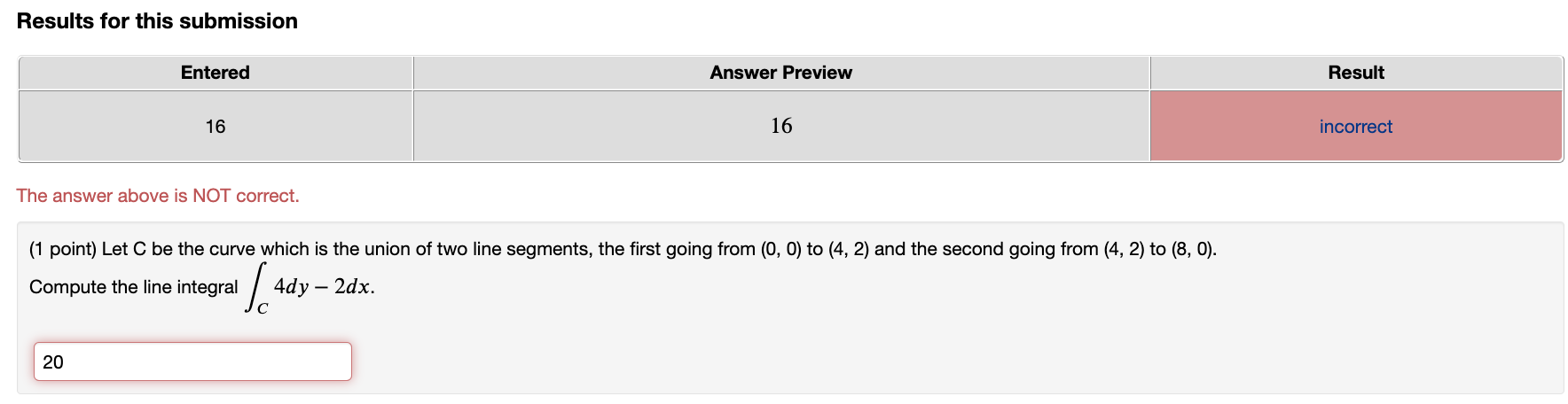 Solved Results for this submission The answer above is NOT | Chegg.com