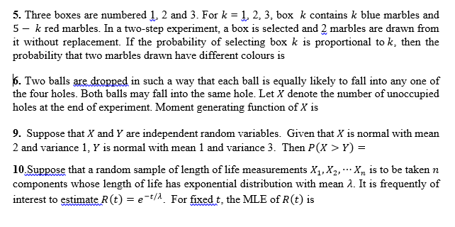 Solved 5. Three boxes are numbered 1, 2 and 3. For k 1, 2, | Chegg.com