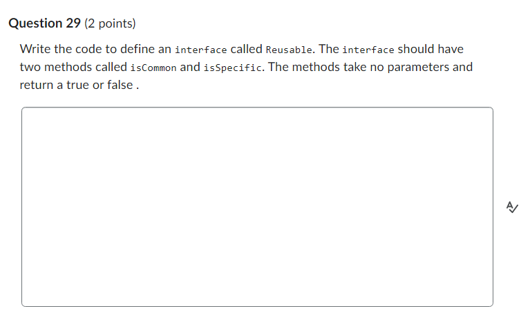 Solved Write the code to define an interface called | Chegg.com
