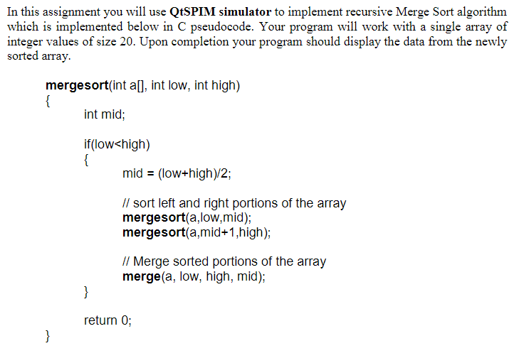 Solved In this assignment you will use QtSPIM simulator to | Chegg.com