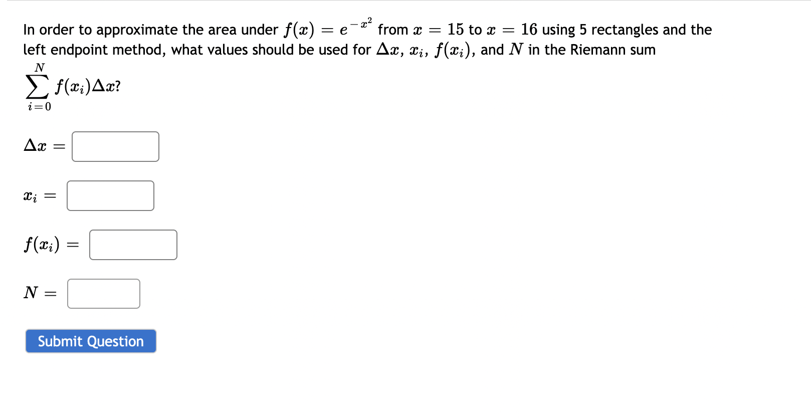 Solved In order to approximate the area under f(x)=e−x2 from | Chegg.com