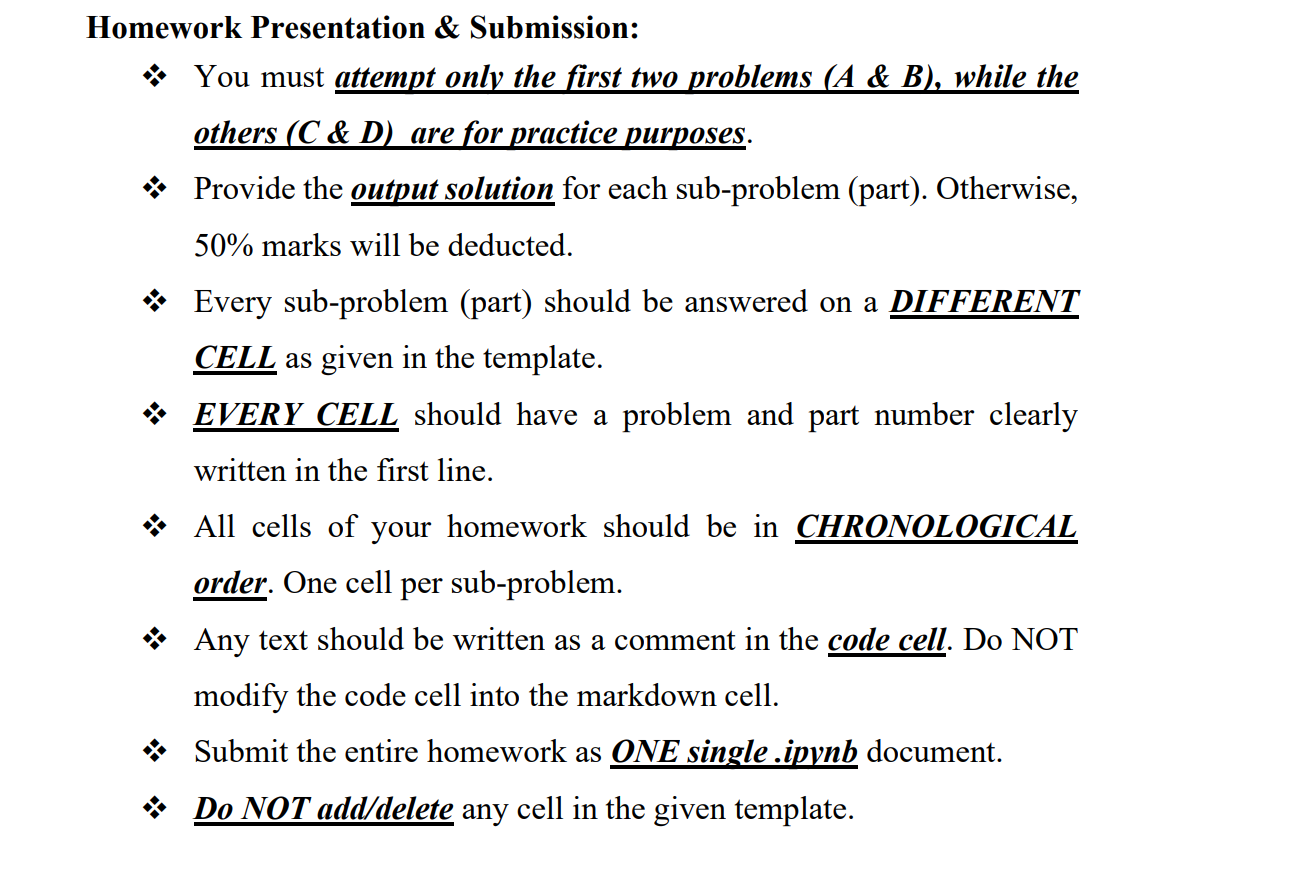 Solved Homework Presentation \& Submission: * You must | Chegg.com