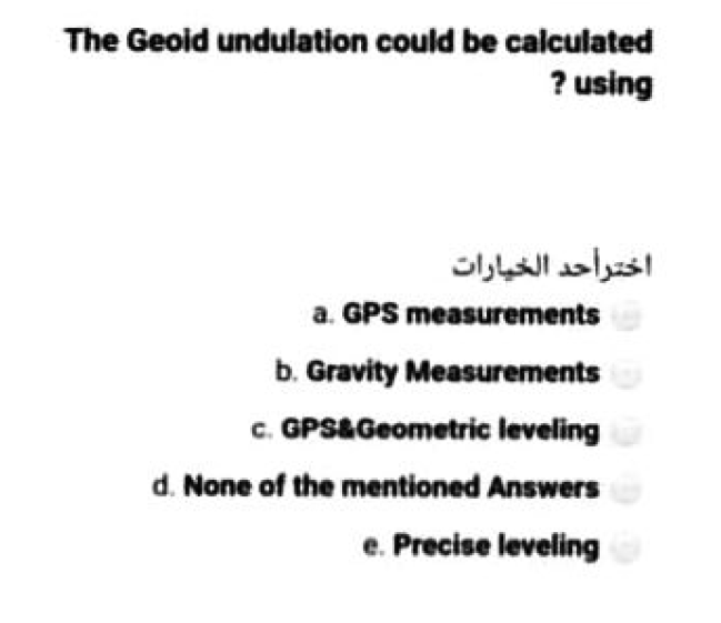 Solved The Geoid undulation could be calculated ? using اختر | Chegg.com
