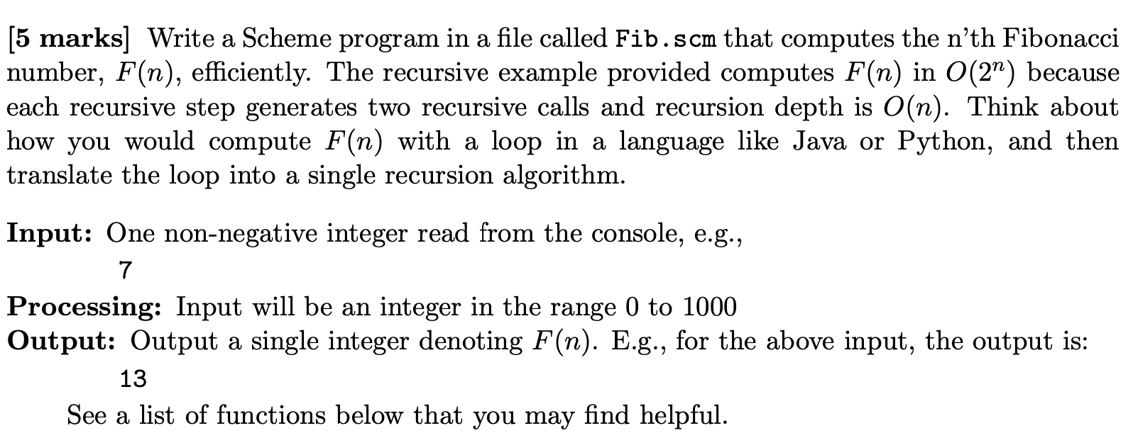 Solved [5 marks] Write a Scheme program in a file called | Chegg.com