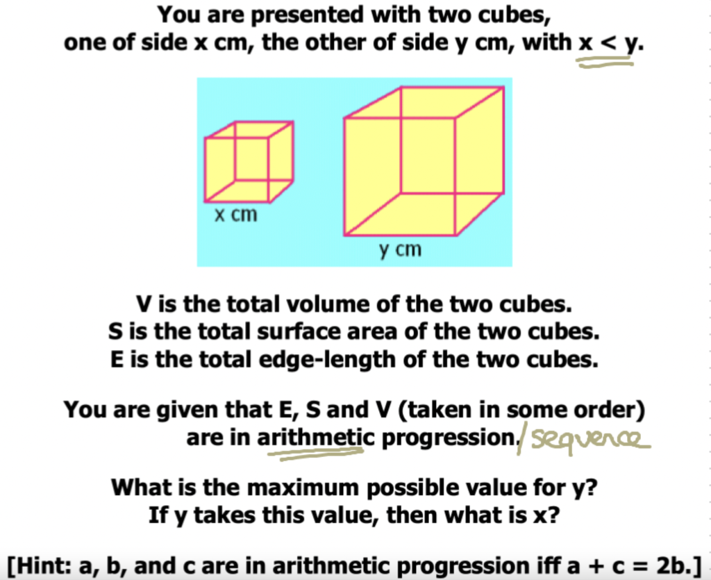 Solved You are presented with two cubes, one of side x cm, | Chegg.com
