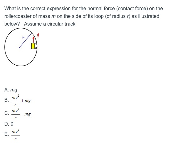 Solved What is the correct expression for the normal force | Chegg.com