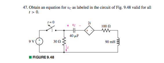 Solved Obtain an equation for Vc as labeled in the circuit | Chegg.com