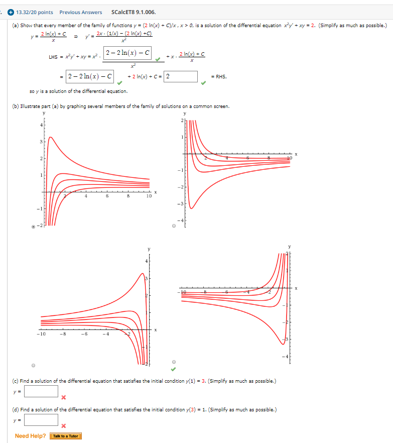 Solved 13.32/20 points Previous Answers CalcET8 9.1.006. (a) | Chegg.com