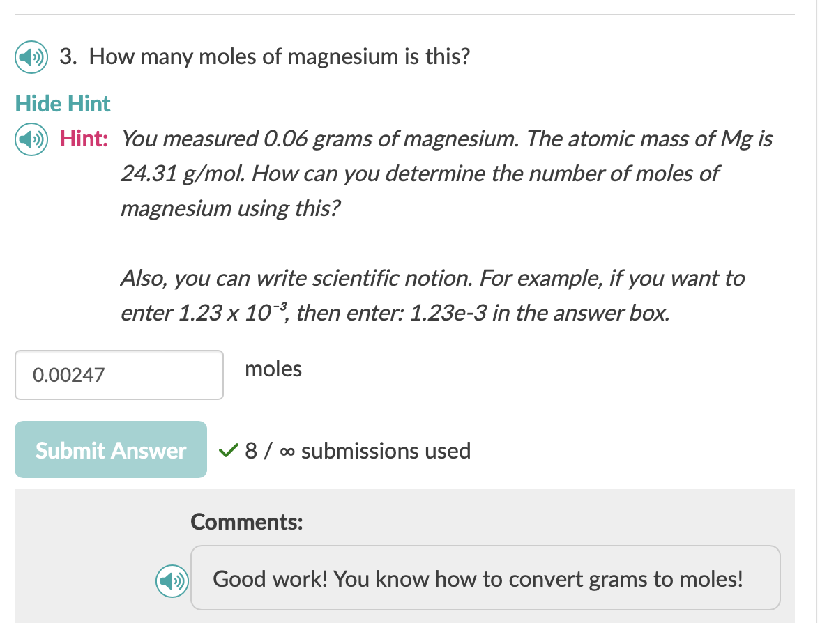 Solved (19)) 3. How many moles of magnesium is this? Hide | Chegg.com