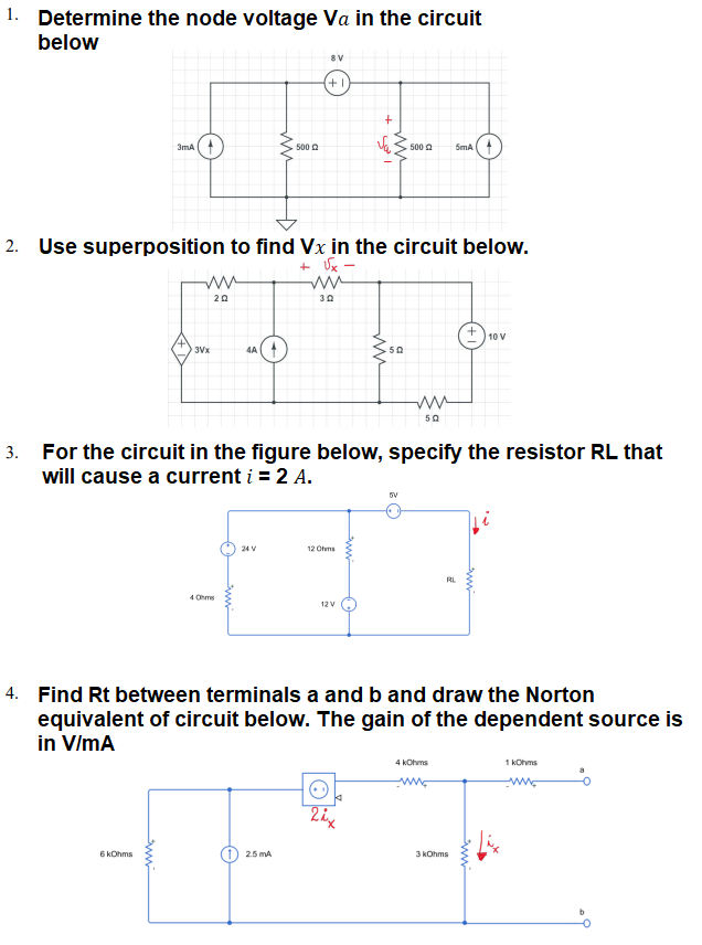 Solved SOLVE1-Determine the node voltage Va ﻿in the | Chegg.com