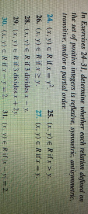 Solved Exercises 18 and 19 refer to the relation R on the | Chegg.com