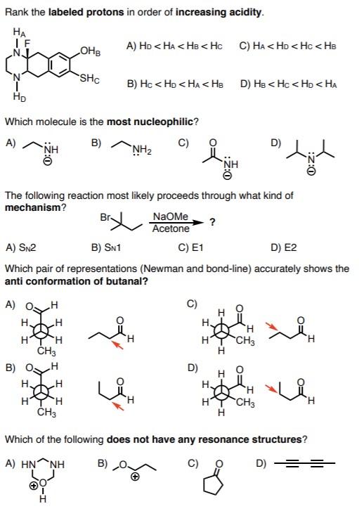 Solved Rank the labeled protons in order of increasing | Chegg.com