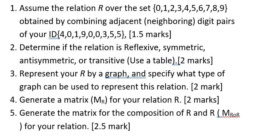 Solved 1. Assume the relation R over the set | Chegg.com