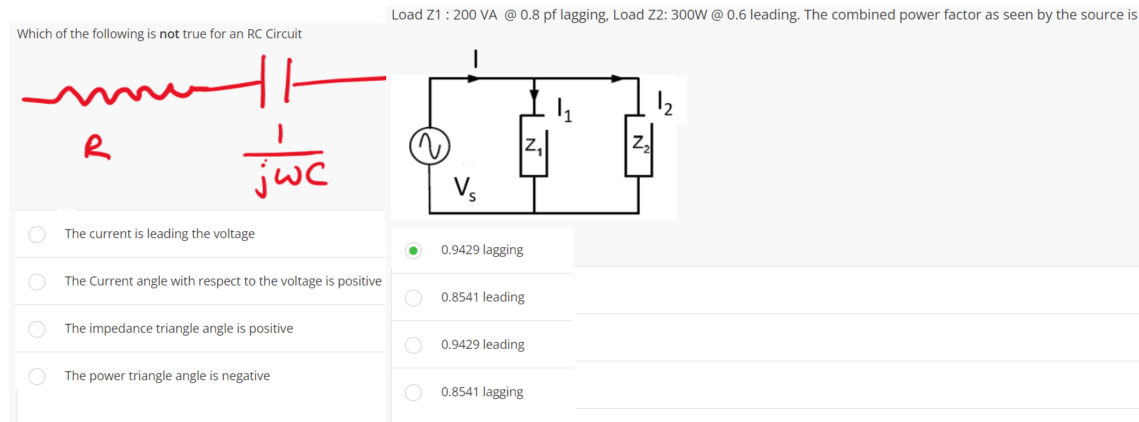 Solved Load Z1 : 200 VA @ 0.8 pf lagging, Load 22: 300W @ | Chegg.com