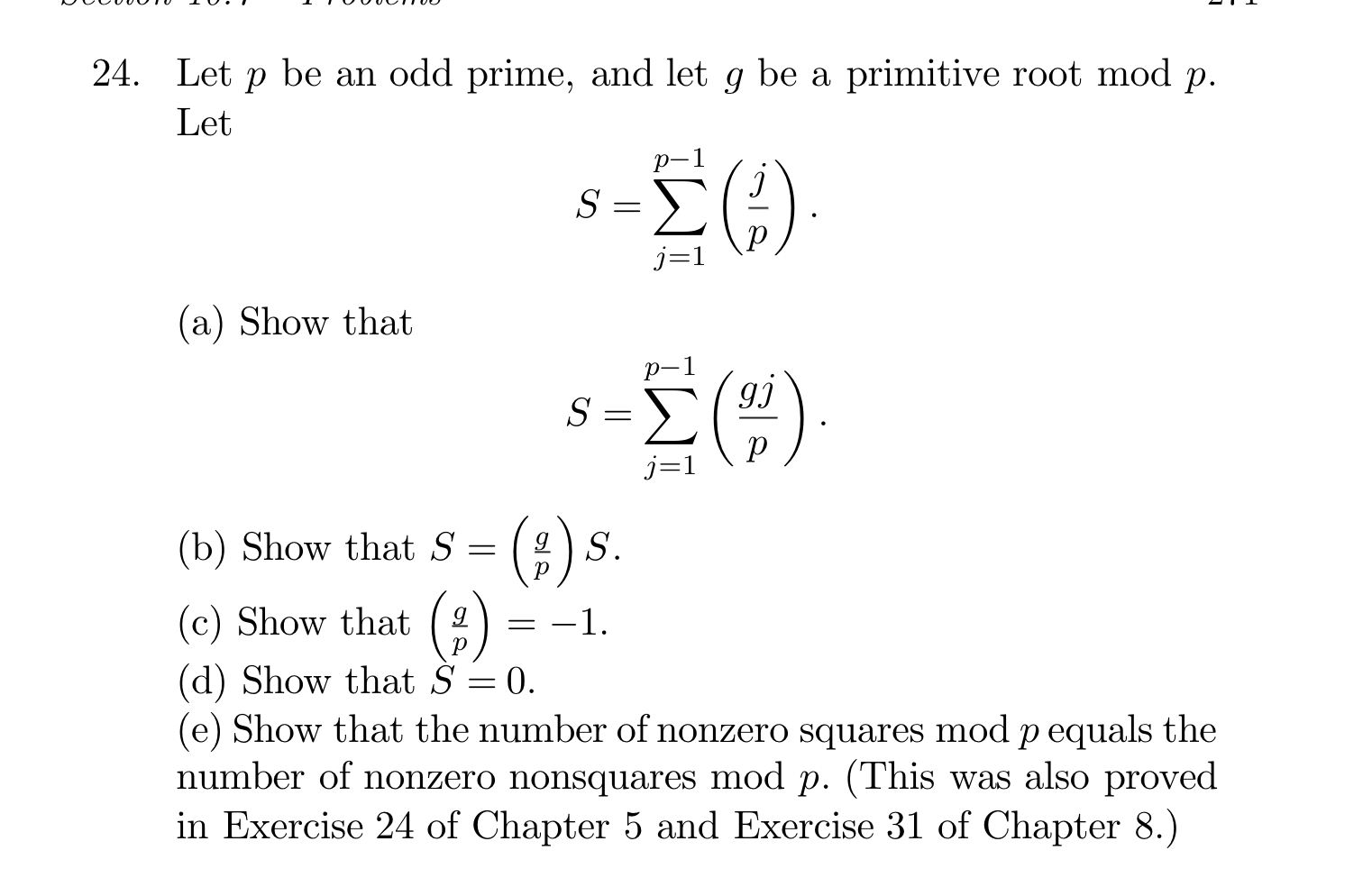 Solved 24. Let p be an odd prime, and let g be a primitive | Chegg.com