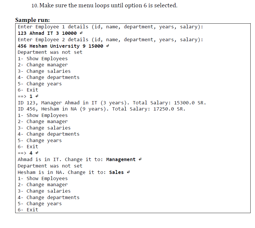 Solved Employee - id: int - name: String - department: | Chegg.com