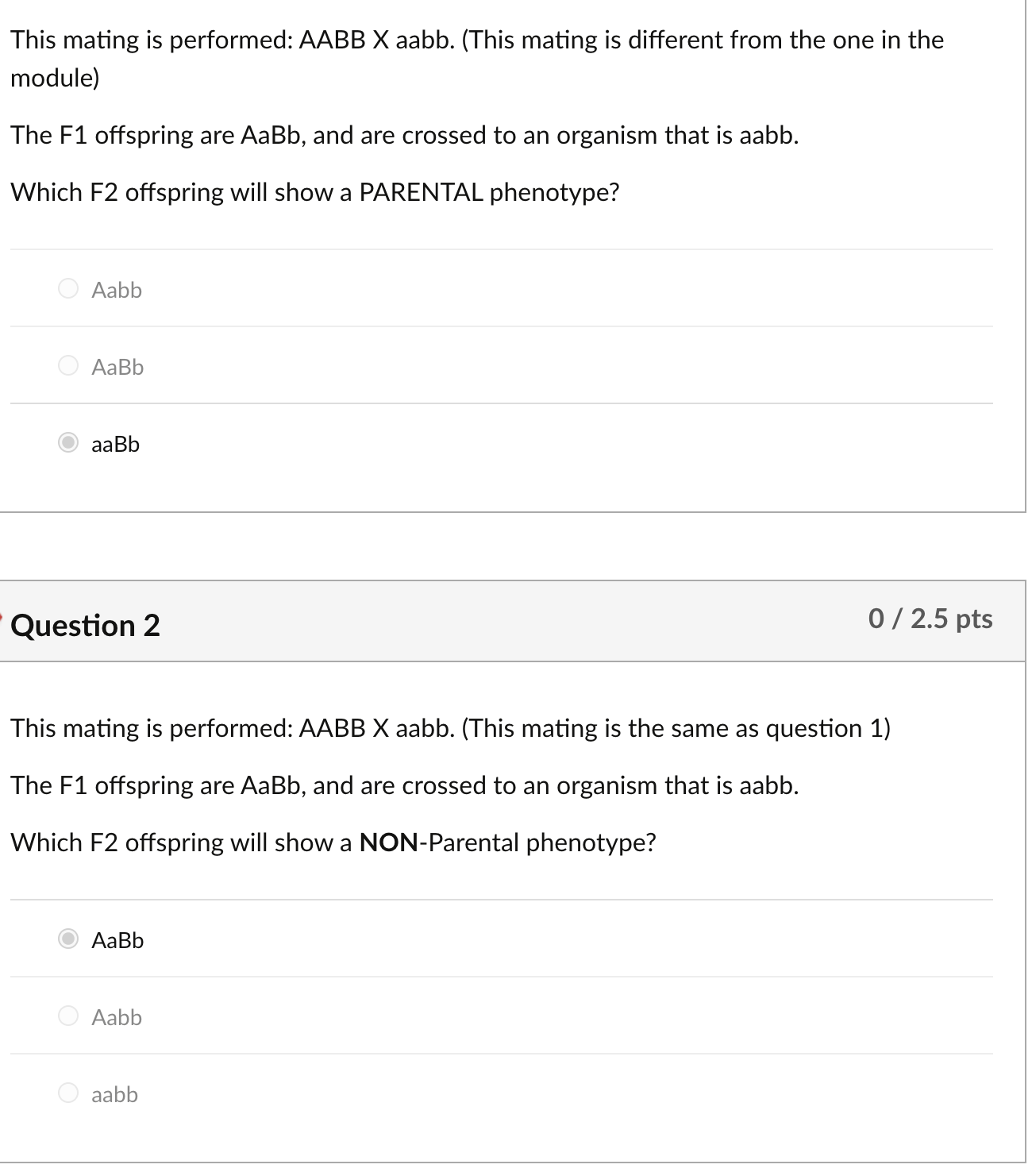 Solved This mating is performed: AABBX aabb. (This mating is | Chegg.com
