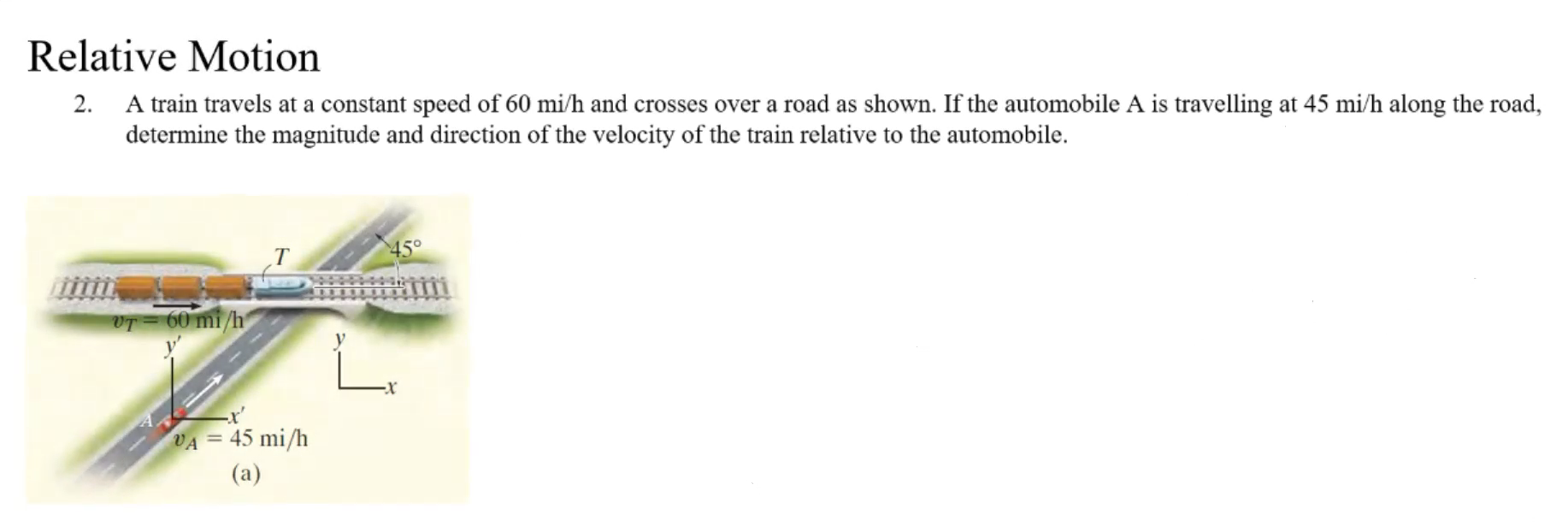 Solved Relative Motion 2. A train travels at a constant | Chegg.com