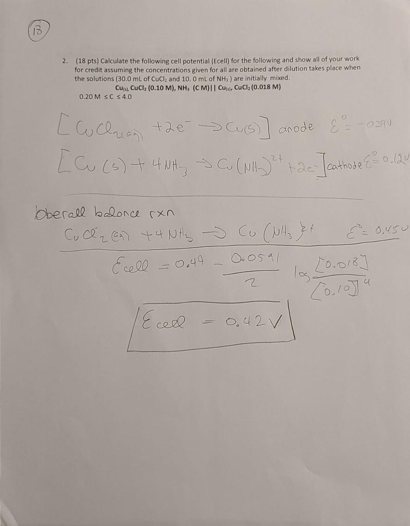 Solved ) Section 2 1. (12 pts) Calculate the following cell | Chegg.com