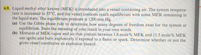 Solved 6.9. Liquid methyl ethyl ketone (MEK) is introduced | Chegg.com
