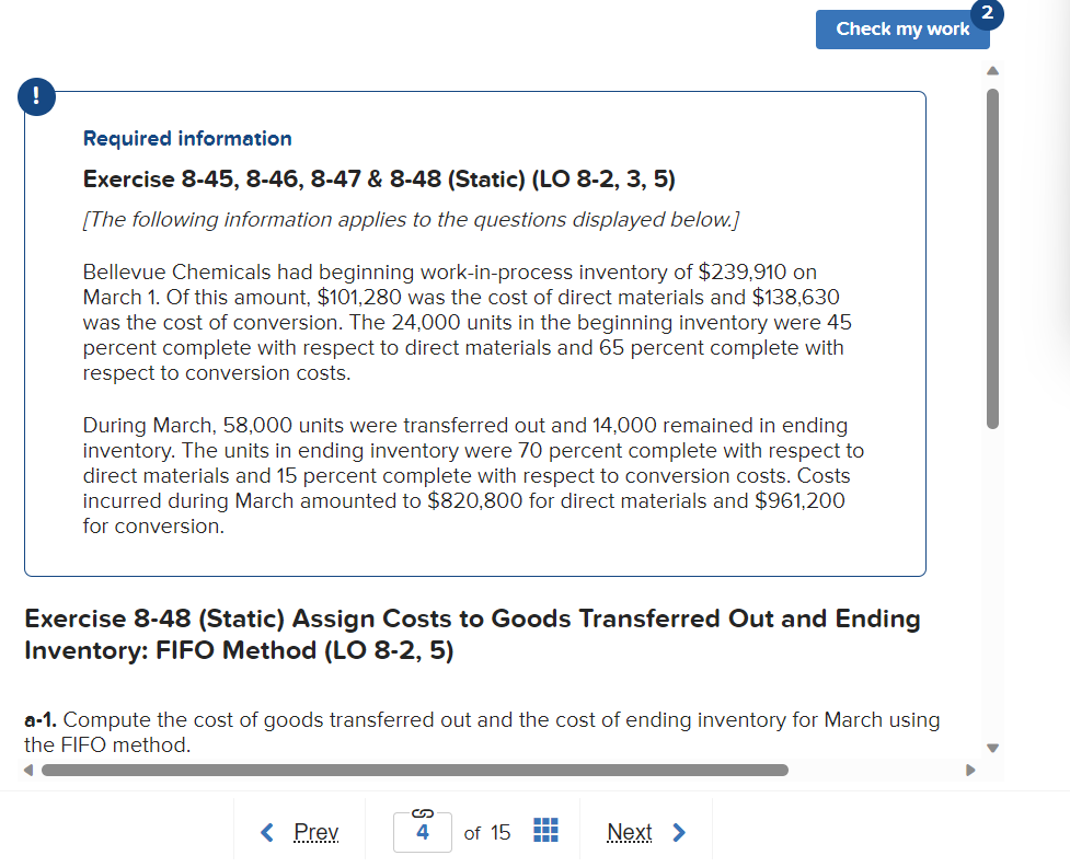 Solved Required information Exercise 8-45, 8-46, 8-47 \& | Chegg.com