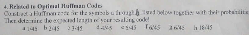 Solved 4. Related to Optimal Huffman Codes Construct a | Chegg.com