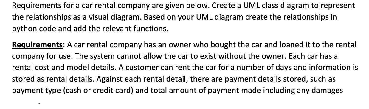 Solved please create a UML diagram and python class for this | Chegg ...