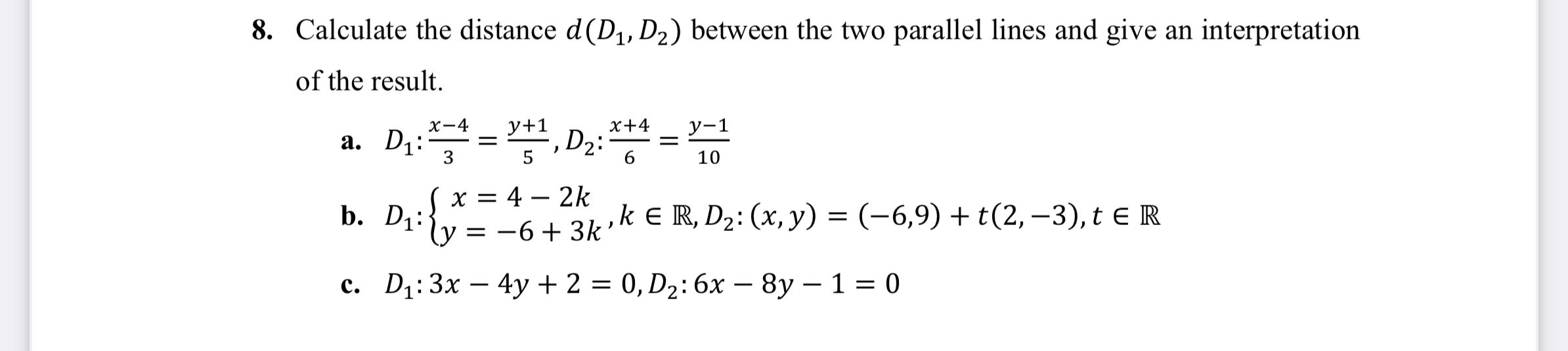 Solved 8. Calculate the distance d(D1, D2) between the two | Chegg.com