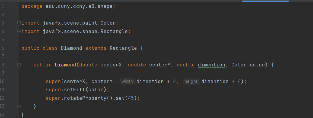 Solved package edu.cuny.ccny.a5.shape; 1 2. 3 import | Chegg.com