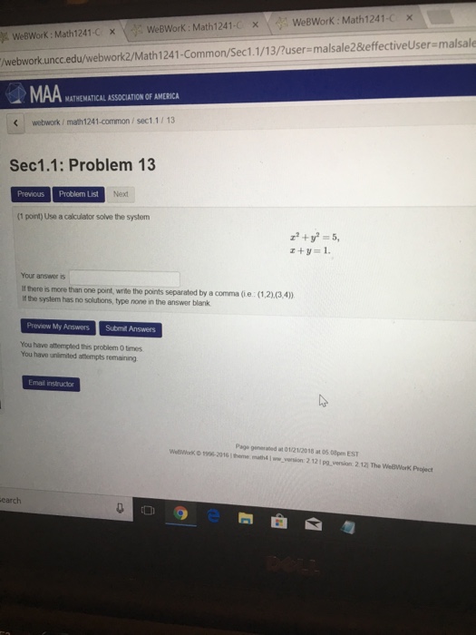 Solved × WeBWorK : Math!241-C WeBWork: Math1241-C x | Chegg.com