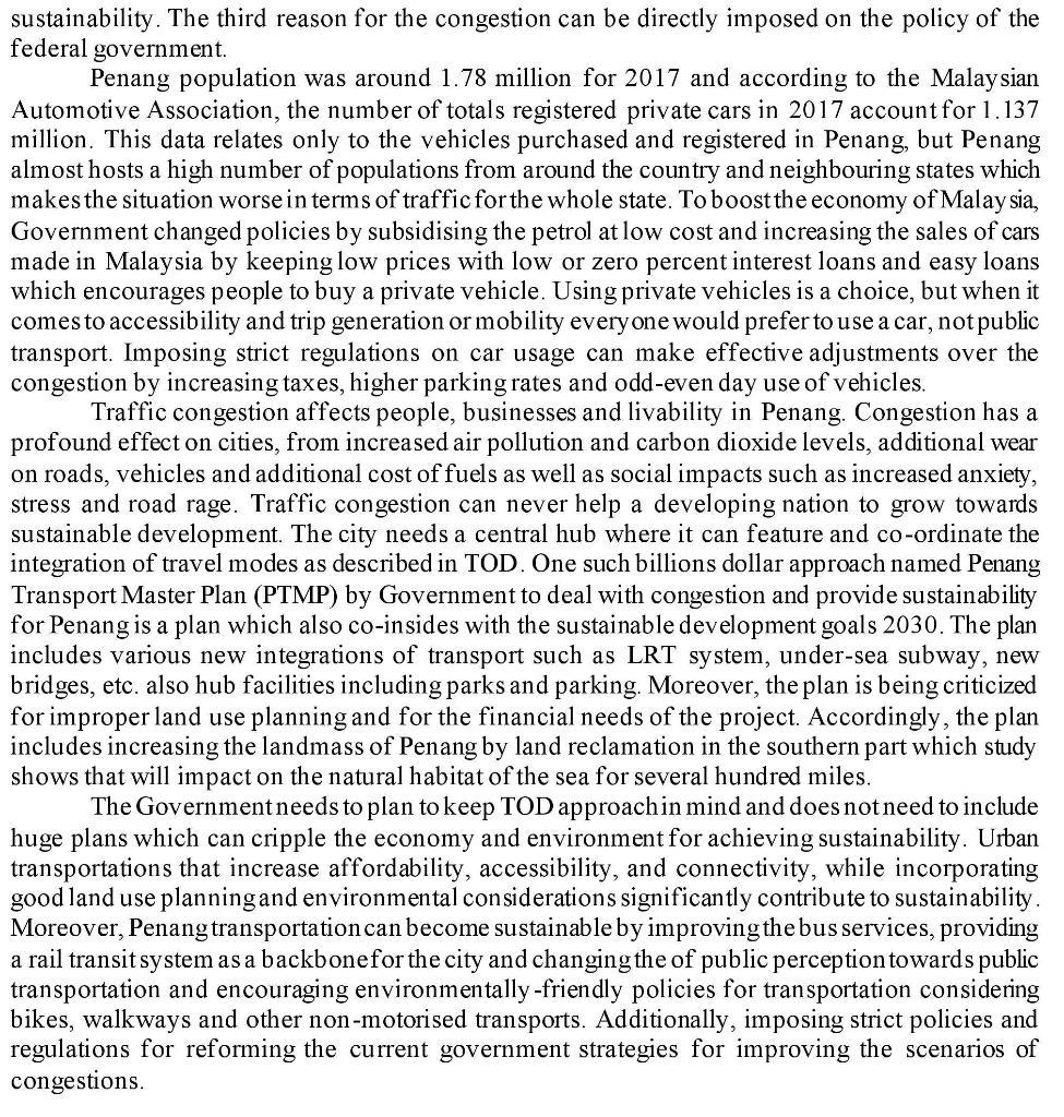 Solved 1) The Penang Transport Master Plan is | Chegg.com