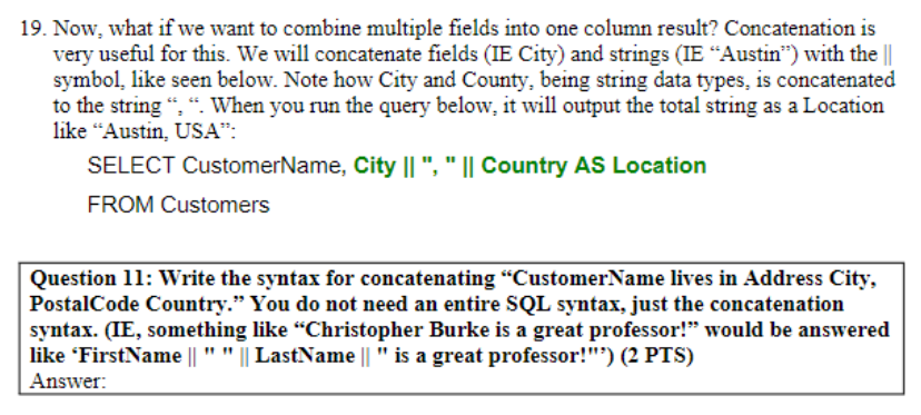 Solved 19. Now, what if we want to combine multiple fields | Chegg.com