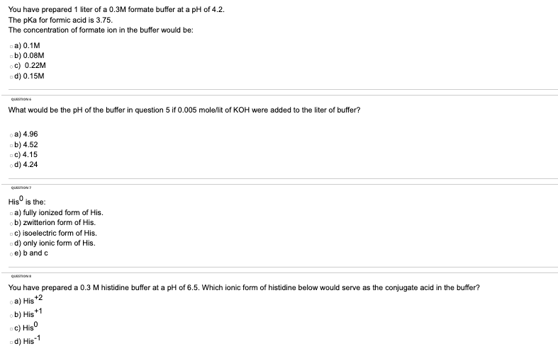 Solved You have prepared 1 liter of a 0.3M formate buffer at | Chegg.com
