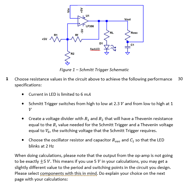 Vin +5V U1 Vout LF356 -5V RL Rosc R1 Rf +5V D1 C1 | Chegg.com