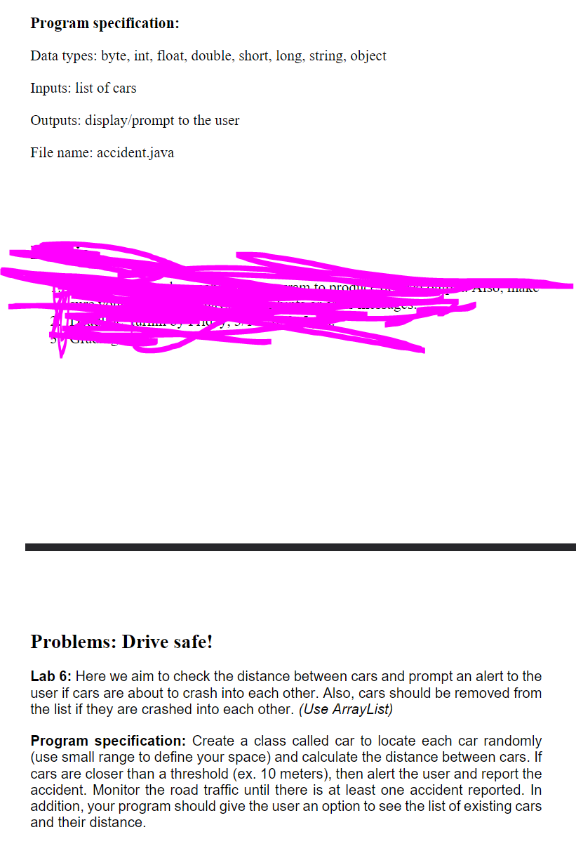Solved Program specification: Data types: byte, int, float, | Chegg.com
