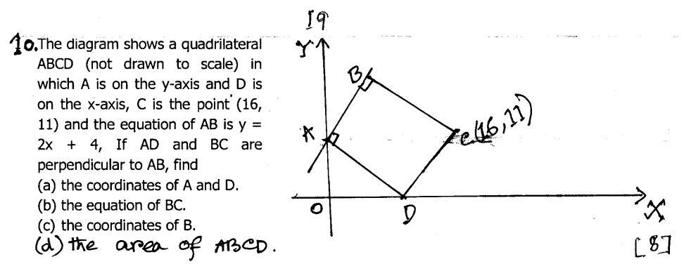 Solved 10.The diagram shows a quadrilateral ABCD (not drawn | Chegg.com