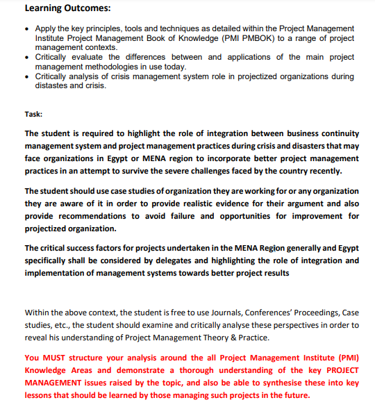 Learning Outcomes: - Apply the key principles, tools | Chegg.com