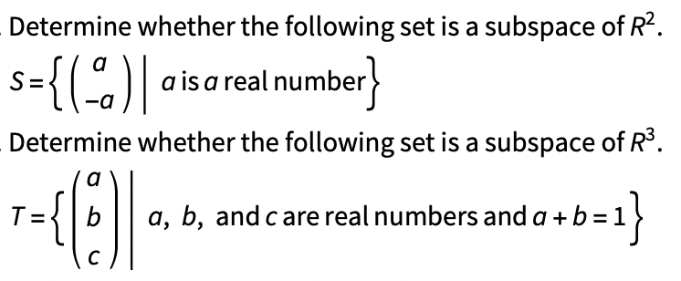 Solved Determine whether the following set is a subspace of | Chegg.com