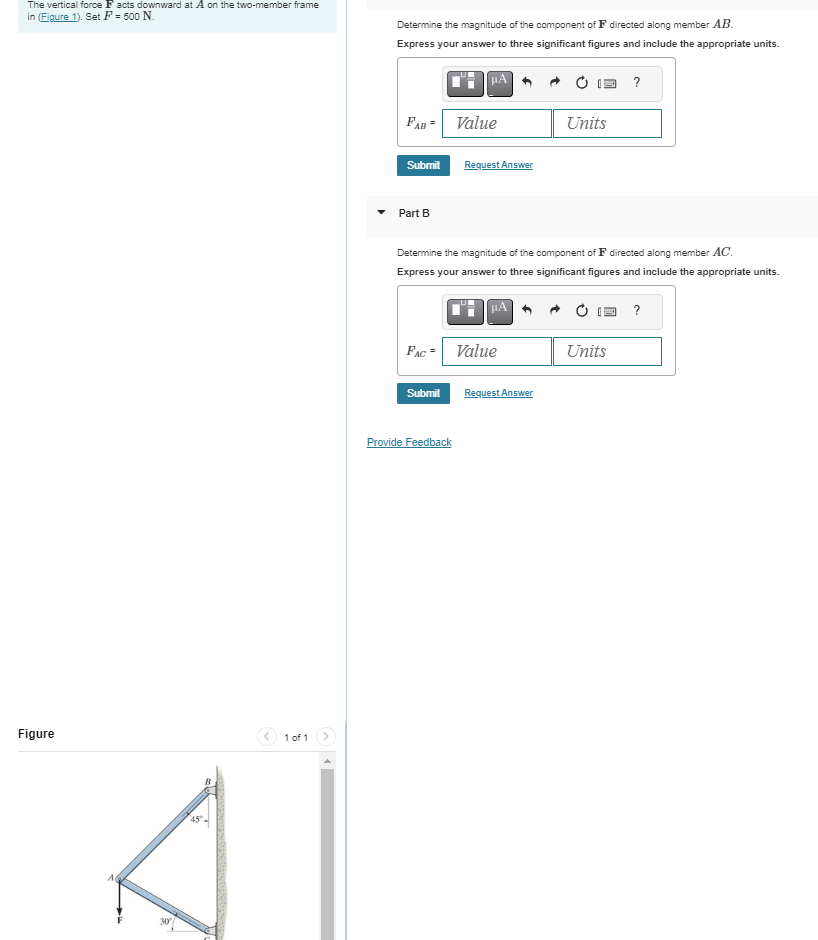 Solved The vertical force F ﻿acts downward at A ﻿on the | Chegg.com