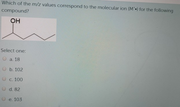 Solved Which of the m/z values correspond to the molecular | Chegg.com