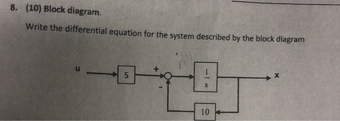 Solved (10) Block diagram. Write the differential equation | Chegg.com