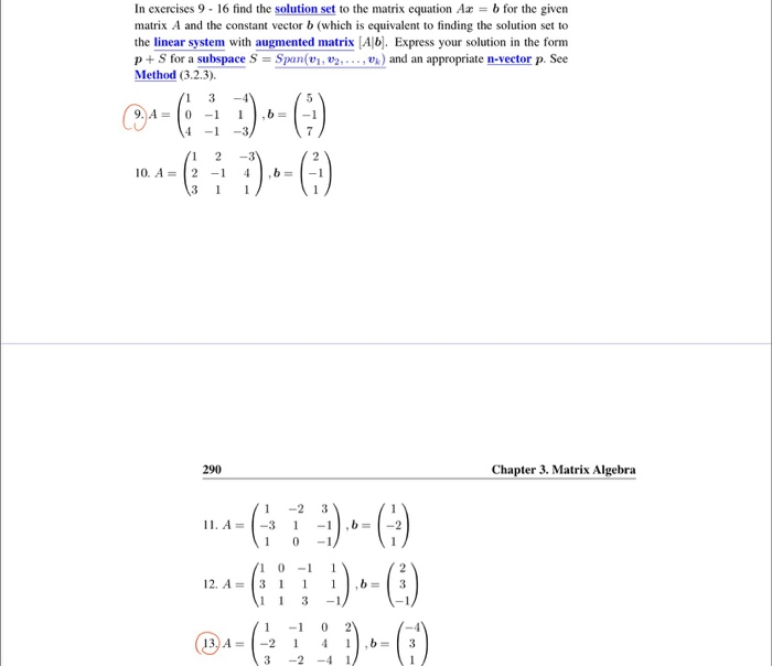 Solved In exercises 9-16 find the solution set to the matrix | Chegg.com
