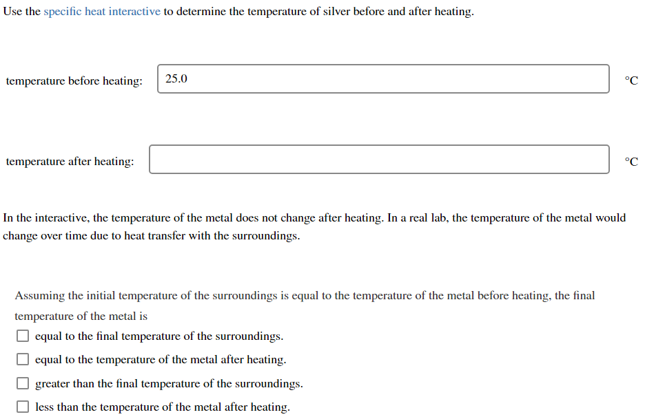 Solved Use the specific heat interactive to determine the | Chegg.com