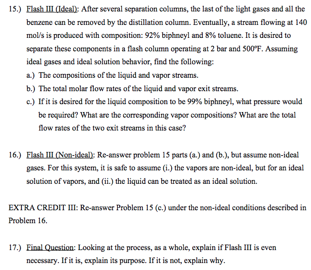 Flash 111 (Ideal): After several separation columns, | Chegg.com