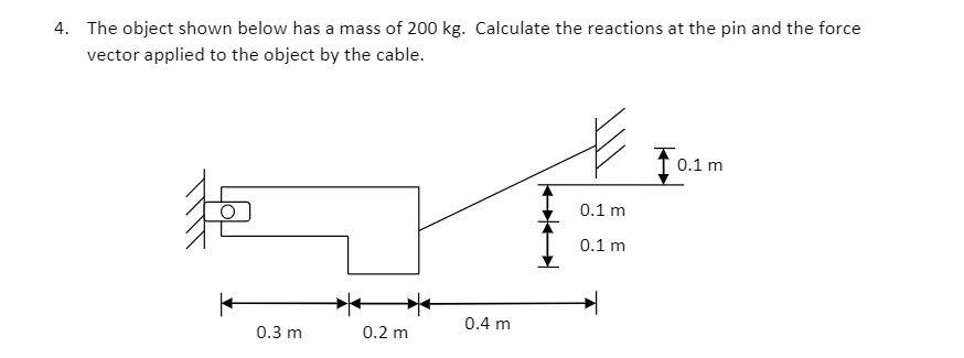 Solved 4. The object shown below has a mass of 200 kg. | Chegg.com