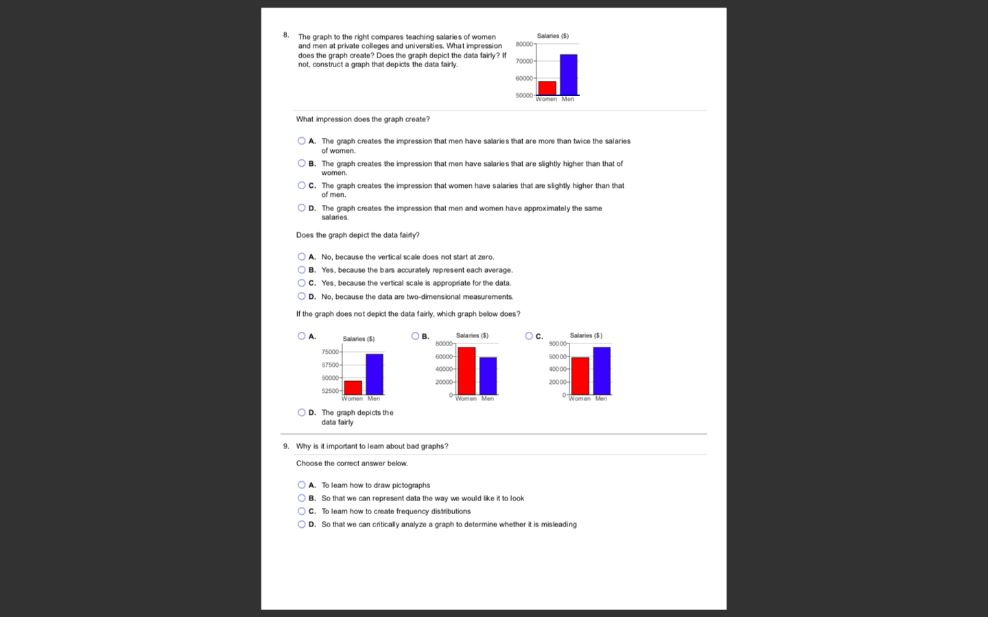 Solved Salaries ($) 80000 8. The graph to the right compares | Chegg.com