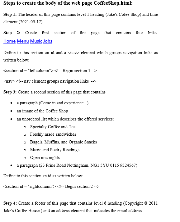 Solved In this exercise you will create an HTML5 web page | Chegg.com