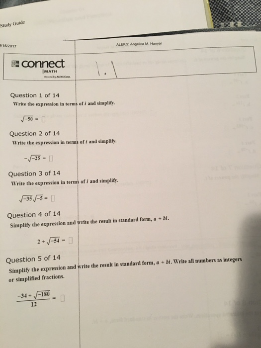 Solved Write the expression in terms of i and simplify. | Chegg.com Solved Write the expression in terms of i and simplify. | Chegg.com